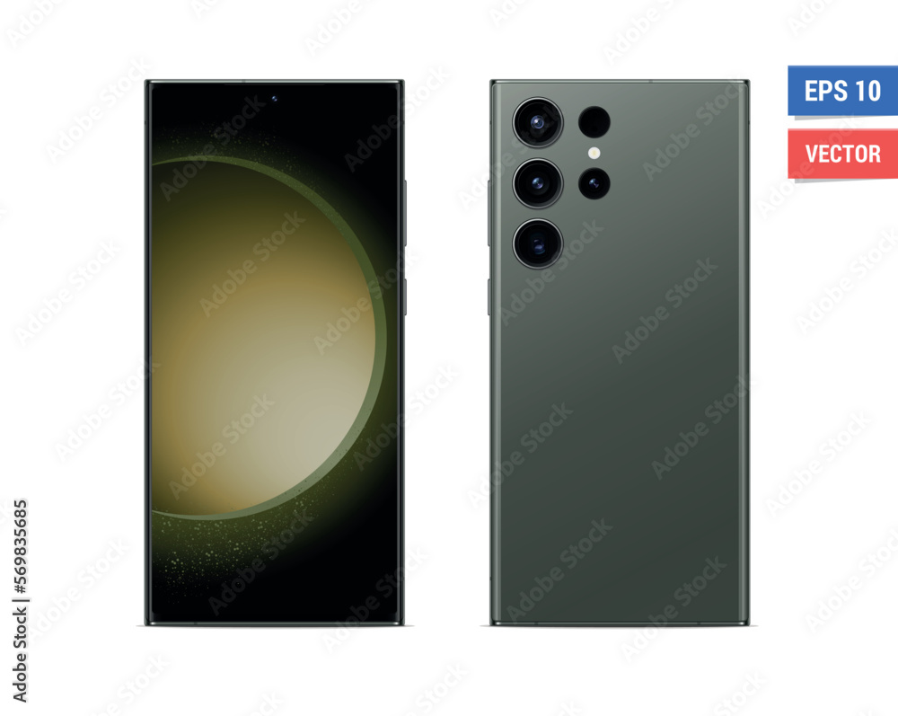 Realistic vector flat mock-up Samsung Galaxy S23 Ultra with blank ...