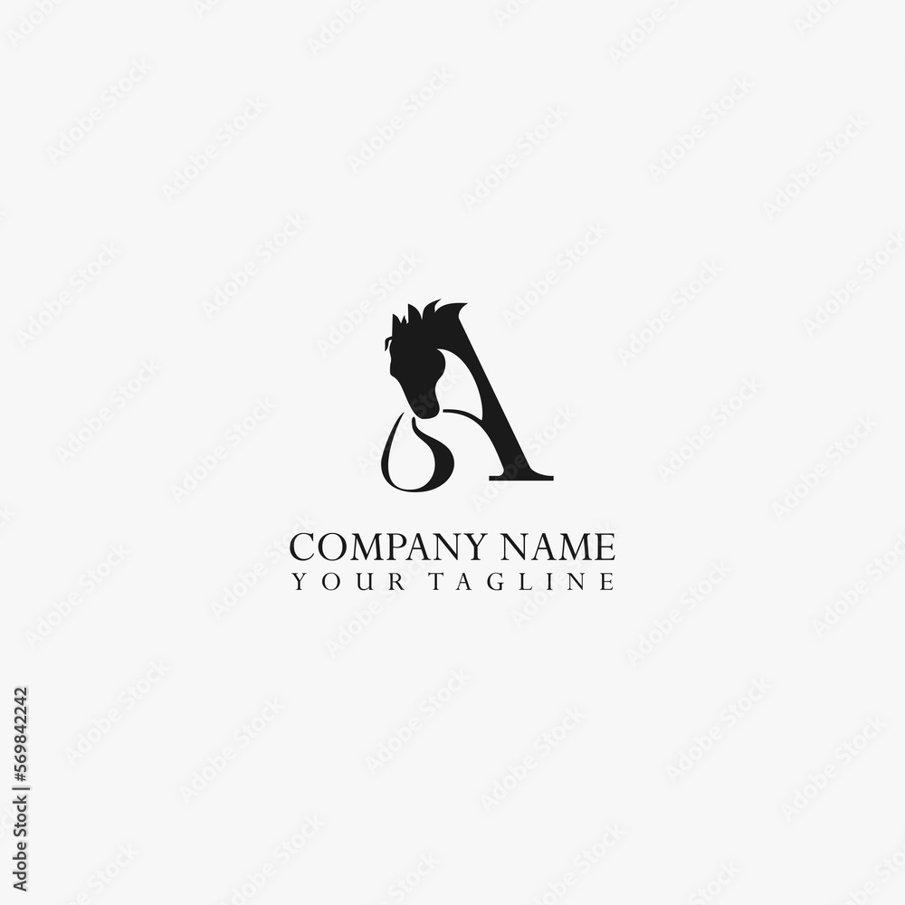 initial letter A with abstract running horse logo vector concept Stock ...