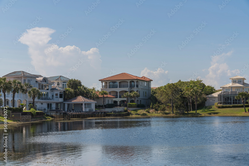 Mansions and villas with views of Four Prong Lake waterfront in Destin ...