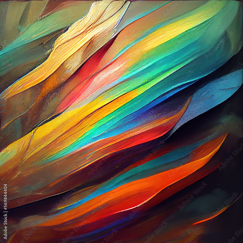 Neon rainbow abstract waves. Imitation of oil painting. Background ...