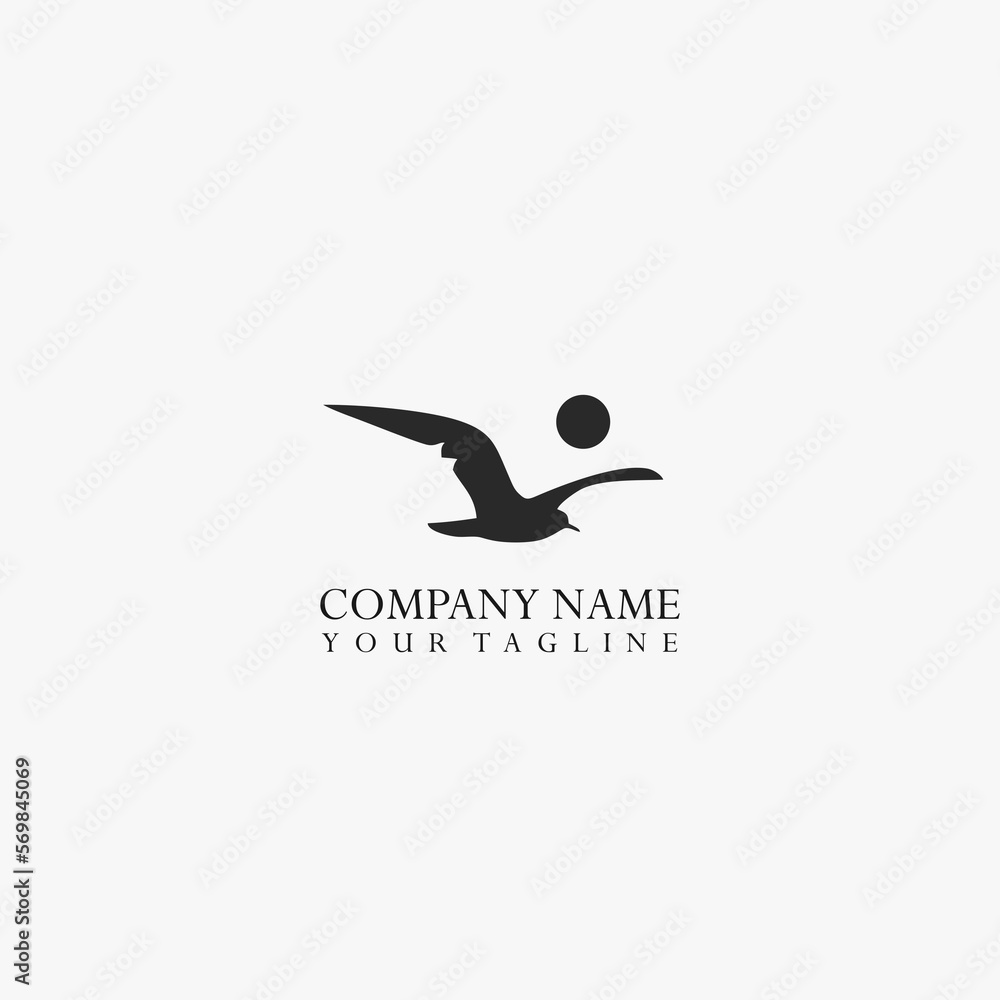 Flying seagull silhouette logo simple and minimalist. Stock Vector ...