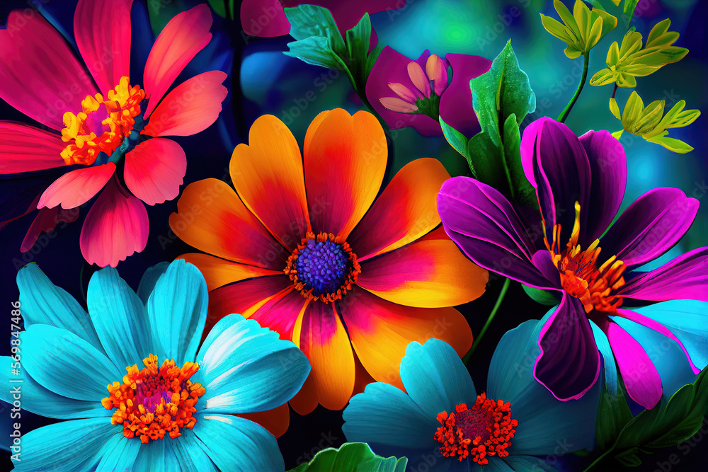 ภาพประกอบสต็อก Modern colorful flower wallpaper background pattern ... ภาพประกอบสต็อก Modern colorful flower wallpaper background pattern ...