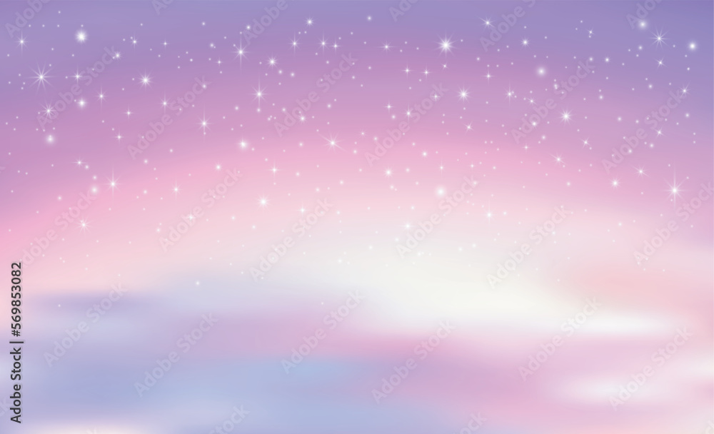 Fantasy magic pink sky in sparkling stars. Stock Vector | Adobe Stock