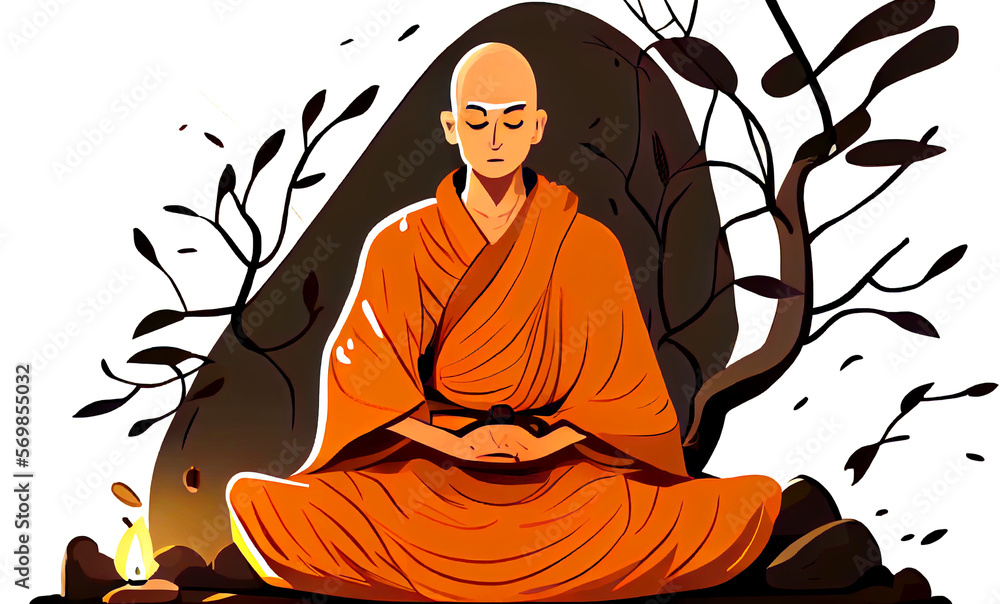 Buddhist monk meditating in lotus pose. Meditation and zen in buddhism ...