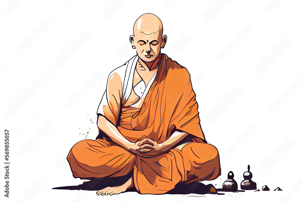 Buddhist monk meditating in lotus pose. Meditation and zen in buddhism ...