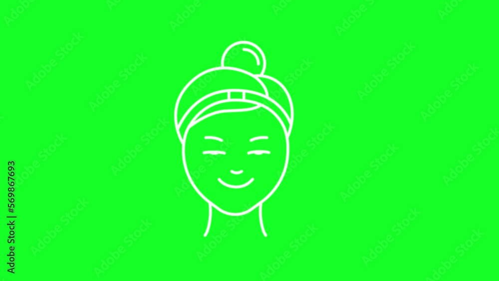 Animated massage white line icon. Skin care routine. Beauty procedure ...