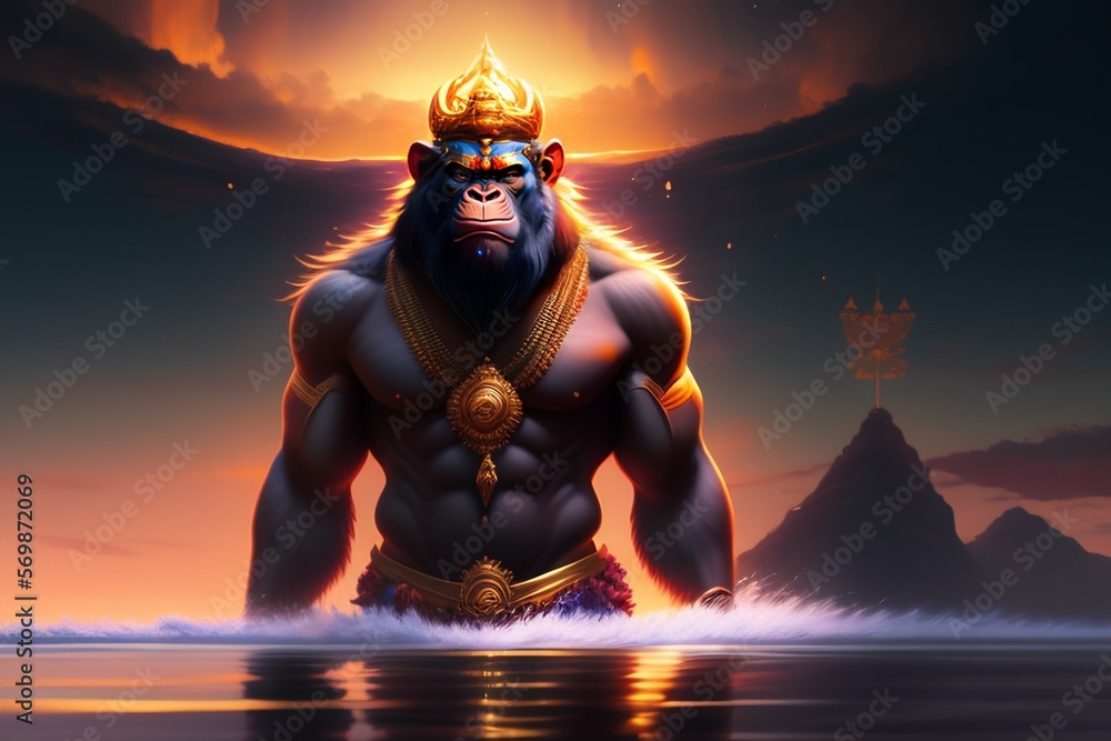 Hanuman Indian Monkey King God in Armor Stock Illustration | Adobe Stock