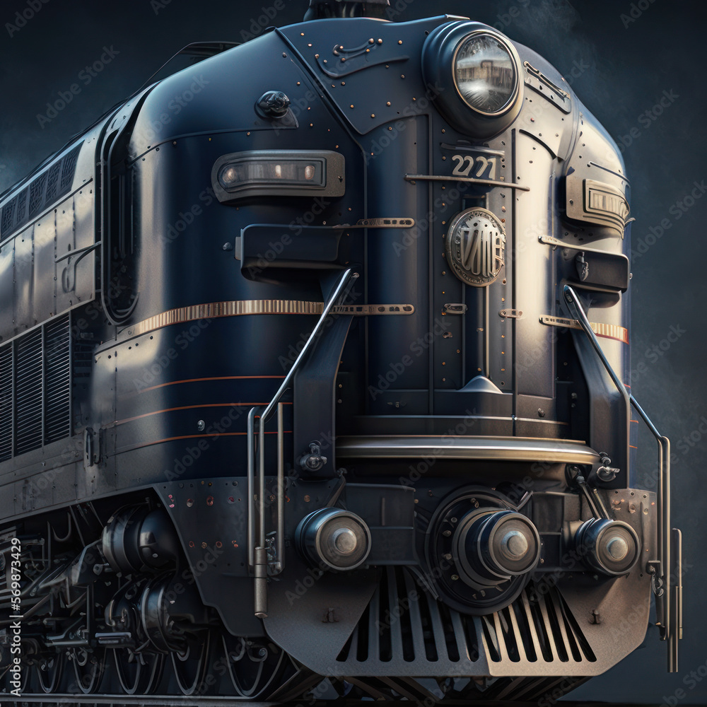 front view of locomotive train on railway. generative ai Stock ...