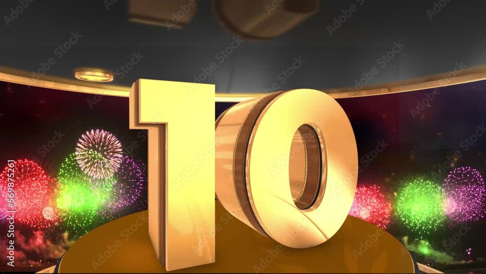 10th anniversary animation in gold with fireworks background, Animated ...