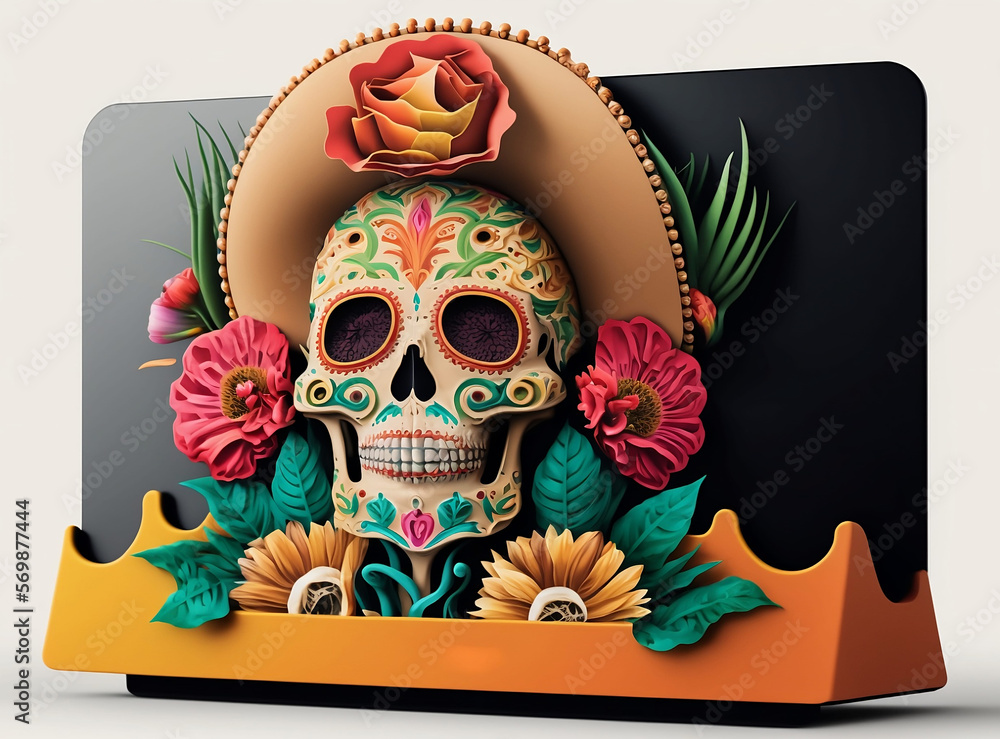 3D skull Catrina character of the Mexican festival known Day of the ...