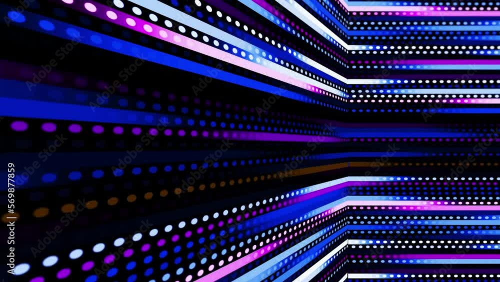 3d abstract neon background, tunnel turning to right animated curved ...