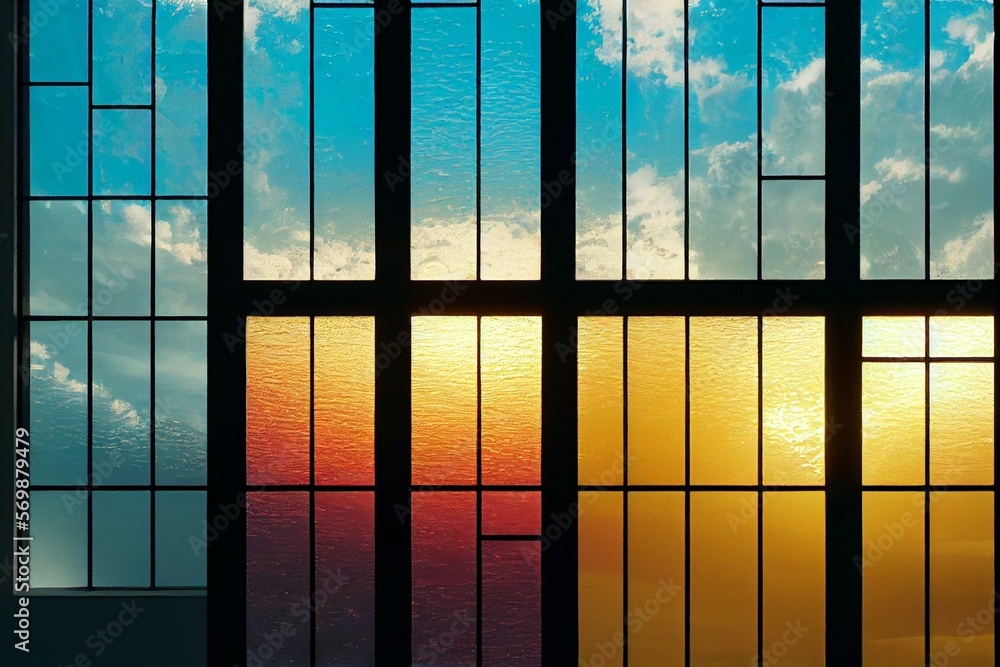 stained glass window depicting palm trees. Generative AI Stock ...