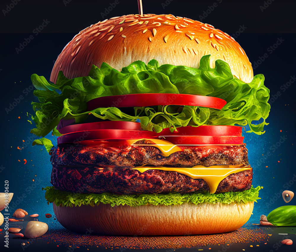 Burger poster for menu restaurant. Burger design style promotional fast ...