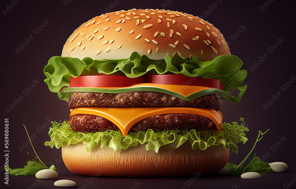 Burger poster for menu restaurant. Burger design style promotional fast ...