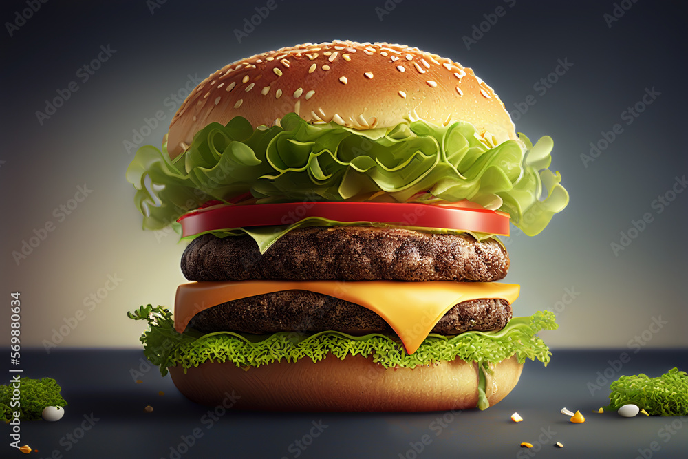 Burger poster for menu restaurant. Burger design style promotional fast ...
