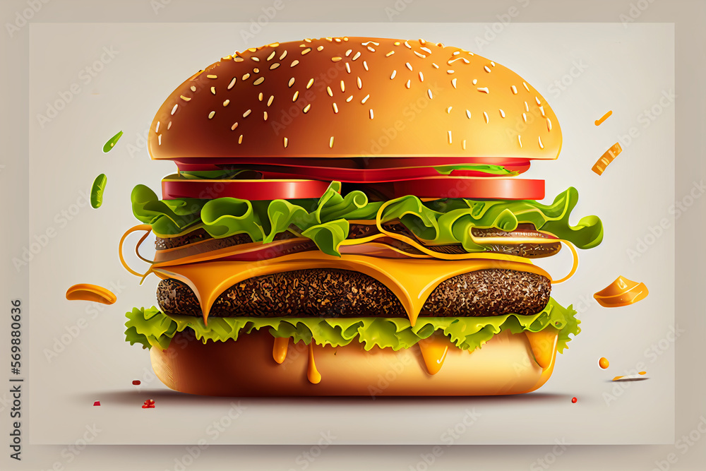 Burger poster for menu restaurant. Burger design style promotional fast ...
