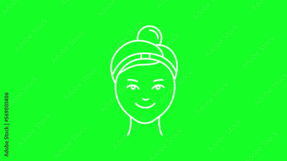 Animated eye patches white line icon. Eye bag removal. Apply and wait ...