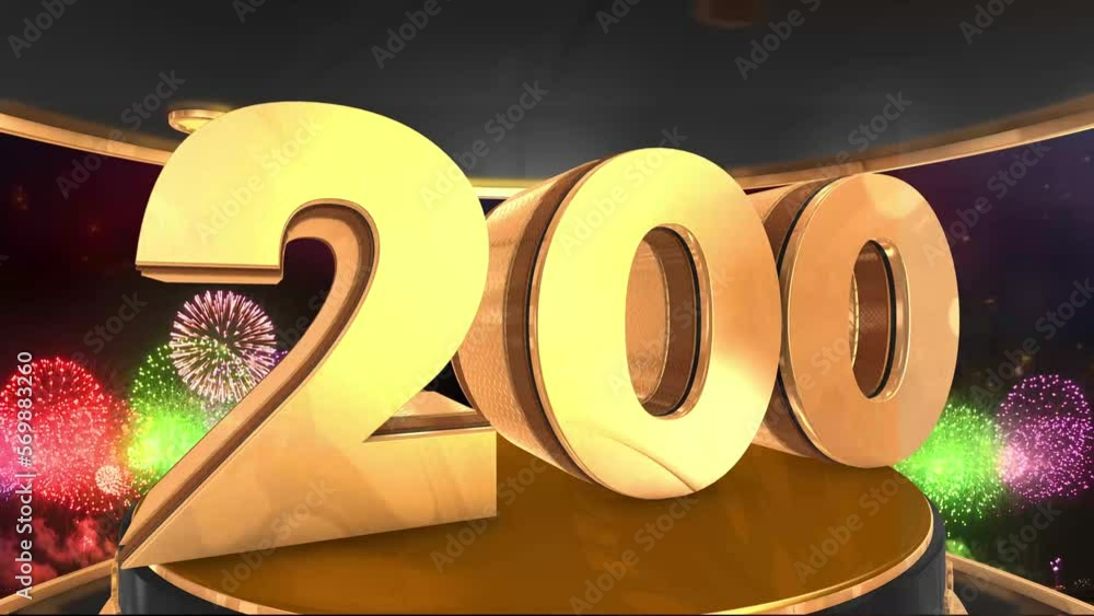 200th anniversary animation in gold with fireworks background, Animated ...