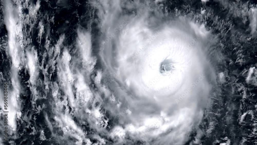 Slowly rotating cyclone viewed from space eye of a large typhoon ...