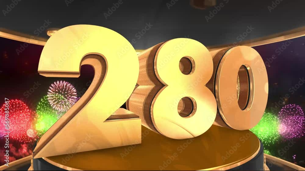 Vidéo Stock 280th anniversary animation in gold with fireworks ...