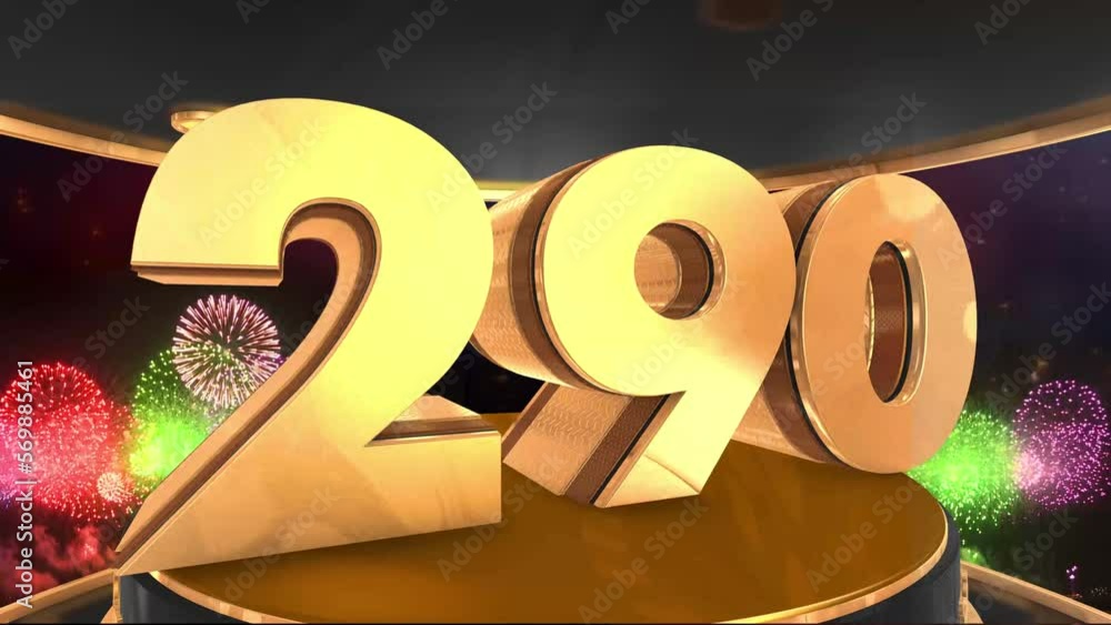 290th anniversary animation in gold with fireworks background, Animated ...