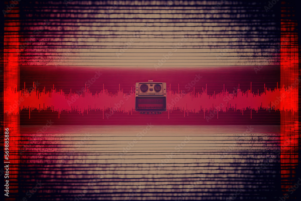 a sound wave with an old fashioned radio, generative AI Stock ...