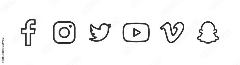 Vetor de Facebook, instagram, snapchat, twitter, YouTube, linkedin logo ...