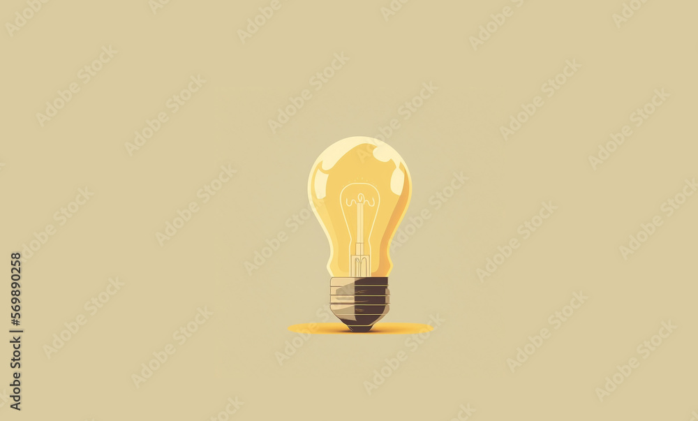 2D light bulb on a beige background conceptual image. ai Stock ...