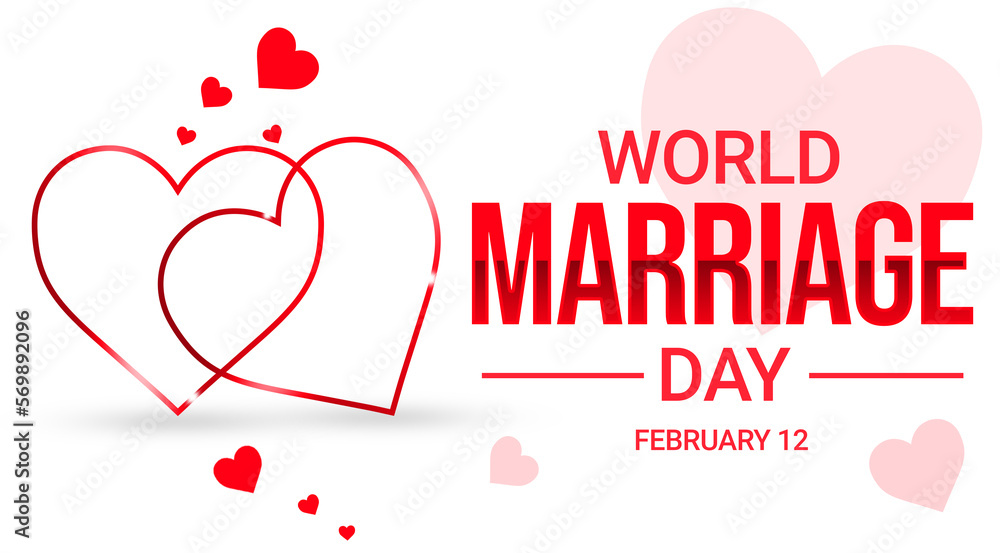 World Marriage Day Backdrop banner design with two hearts and ...