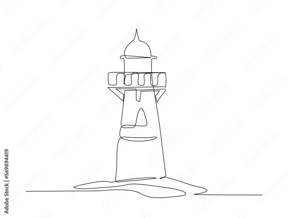 Continuous one line drawing of lighthouse tower. Simple illustration of ...