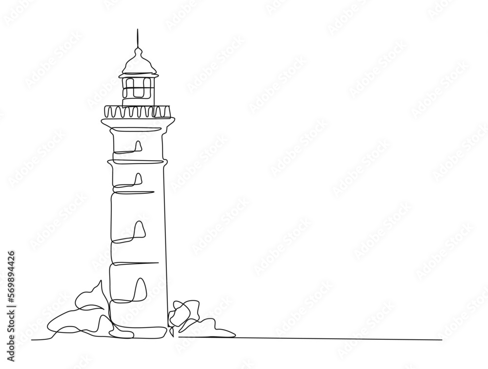 Continuous one line drawing of lighthouse tower. Simple illustration of ...