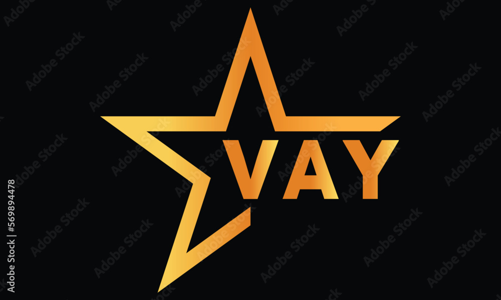VAY golden luxury star icon three letter logo design vector template ...