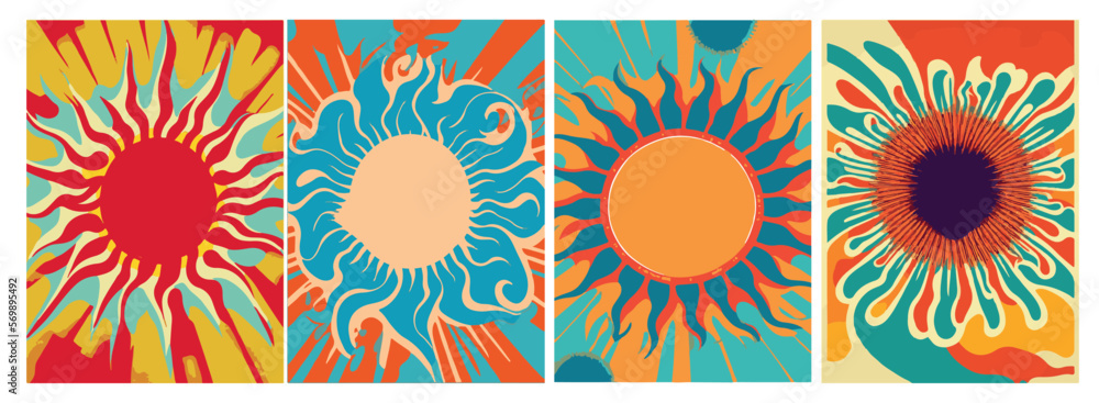 Set of backgrounds for the sun text. Set of backgrounds for hippie text ...