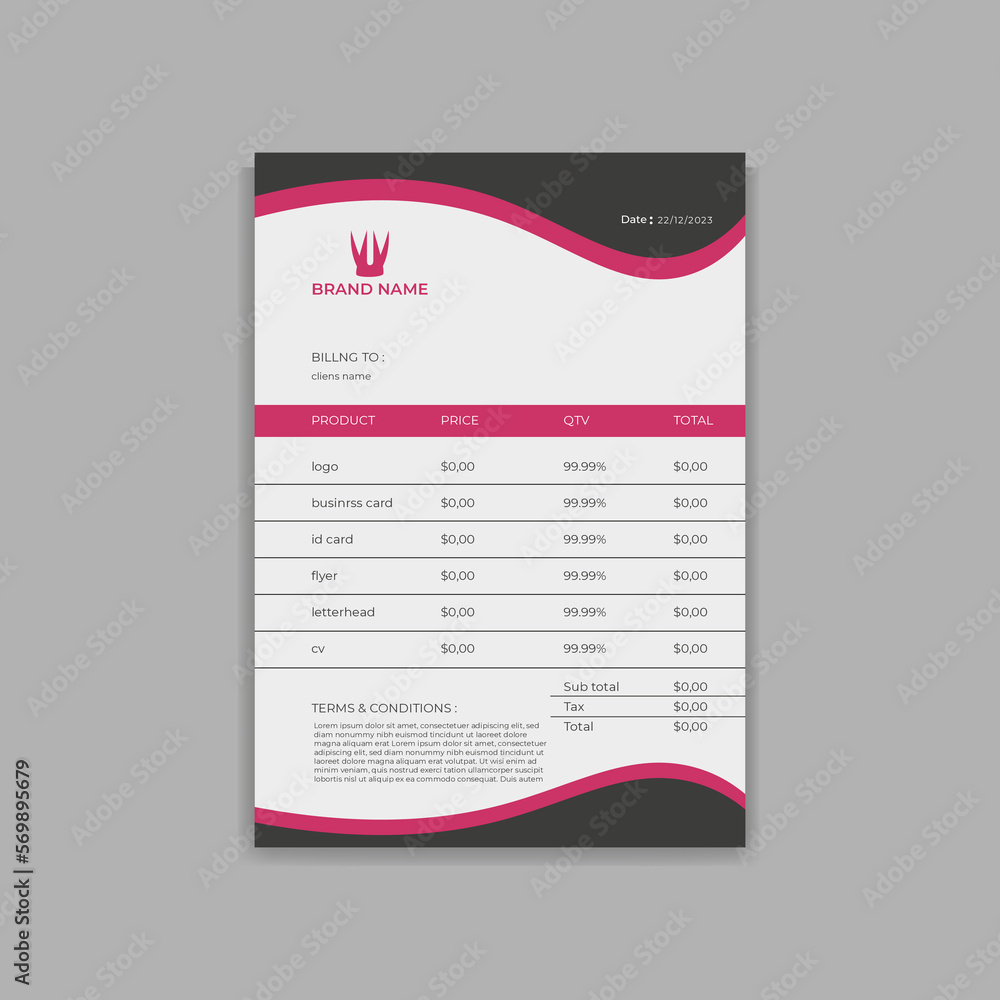 Minimal Invoice Layout, Invoice Layout with Teal Accents, Minimal ...