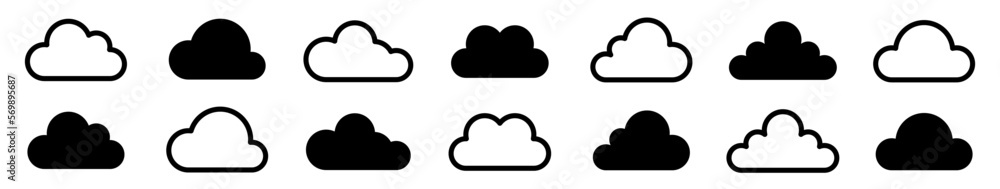 Cloud shapes collection. Cloud drive storage or cumulus cloud. Weather ...