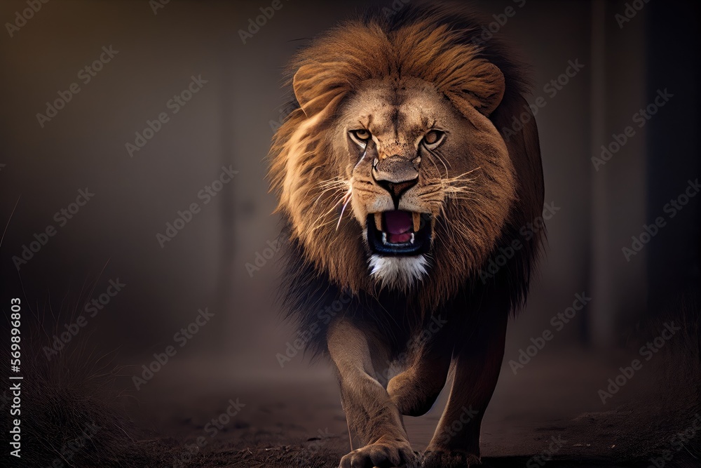Angry lion attacking Stock Illustration | Adobe Stock