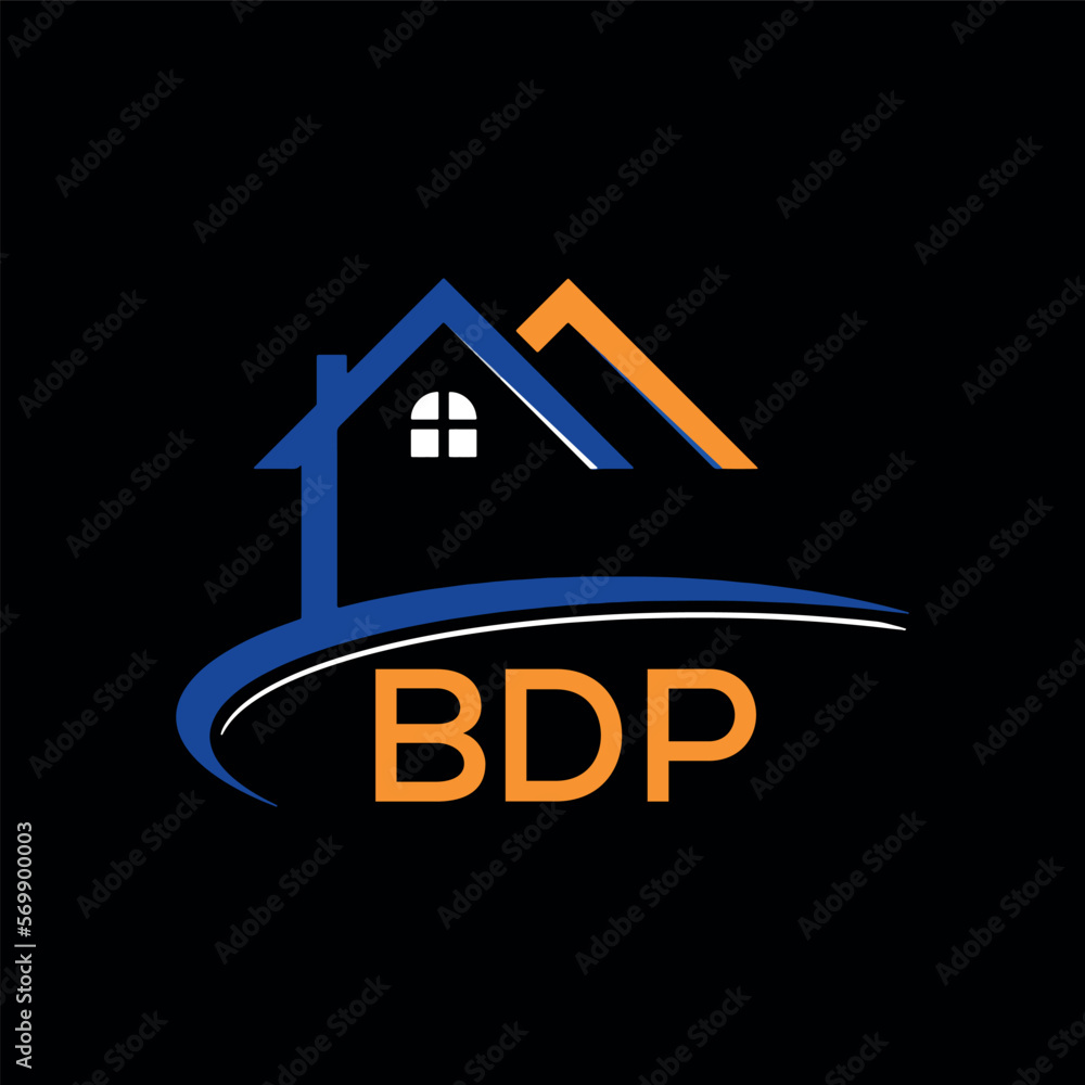 Vecteur Stock BDP house logo, letter logo. BDP blue image on black ...