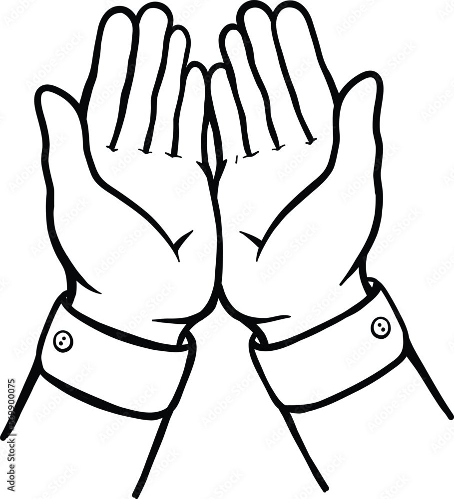 Praying Hands drawing line art vector illustration sketch, moslem hands ...