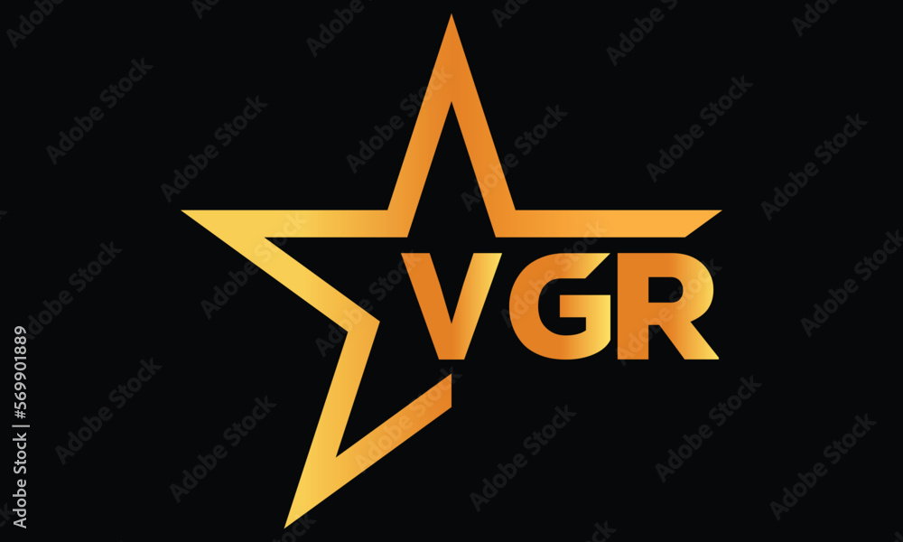 VGR golden luxury star icon three letter logo design vector template ...