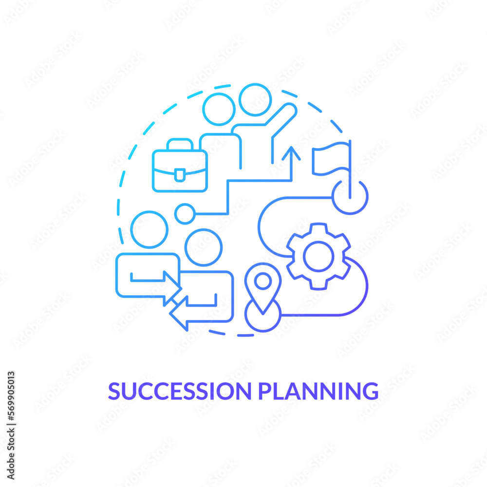 Succession planning blue gradient concept icon. Existing employees ...