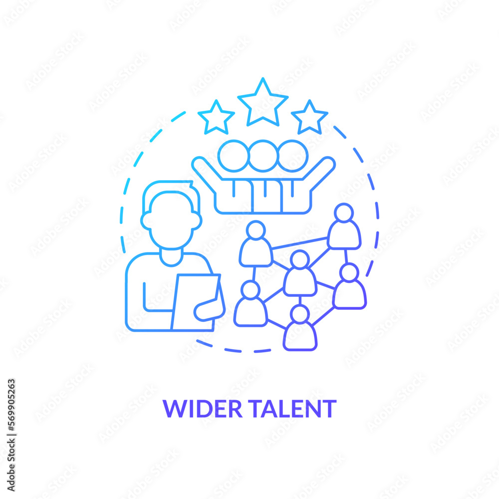 Wider talent blue gradient concept icon. Access to talent pool. IT ...