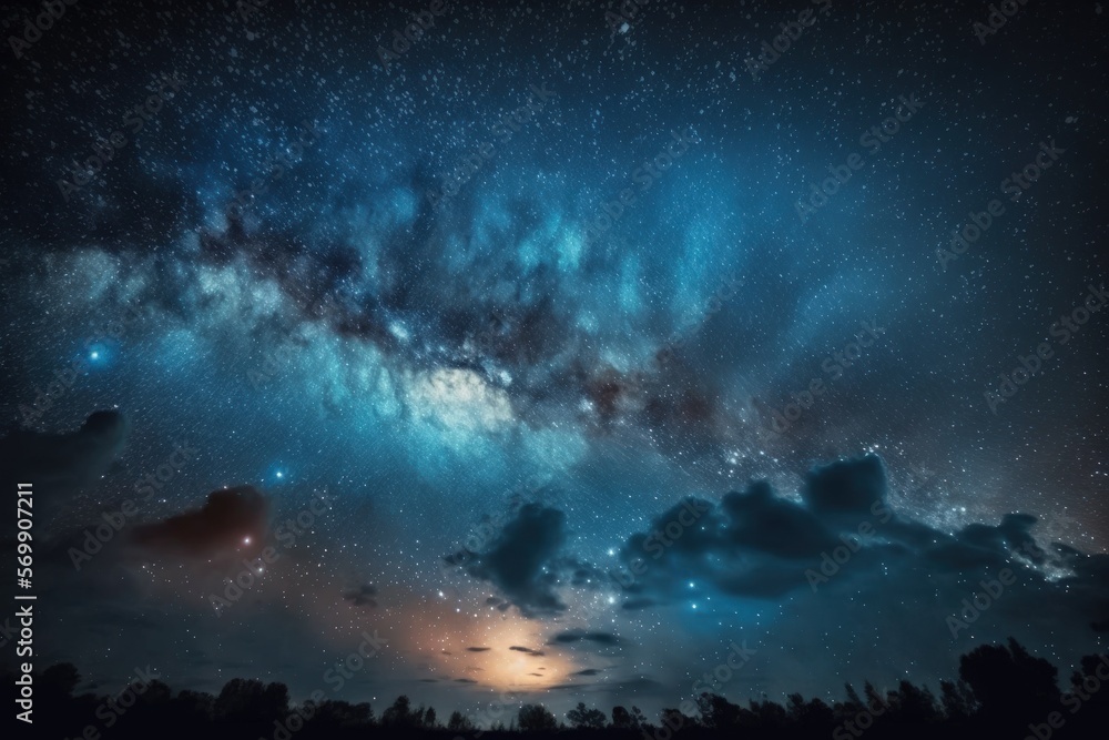 Dark night sky.Panorama blue night sky milky way and star on dark ...