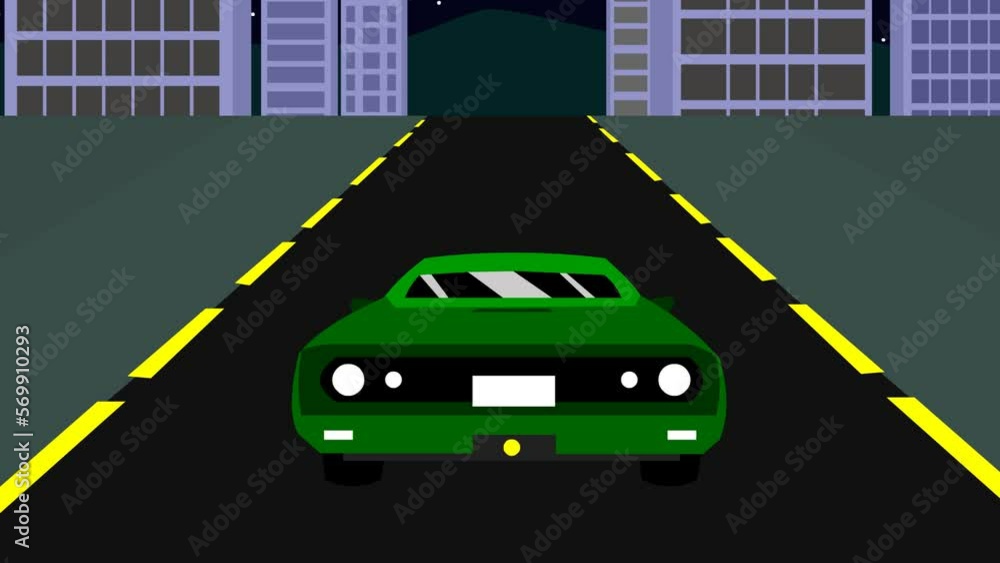Animated video of old racing car game in 8-bit style with other cars ...