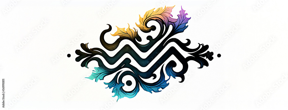 Aquarius zodiac symbol graphic design watercolor on white background ...
