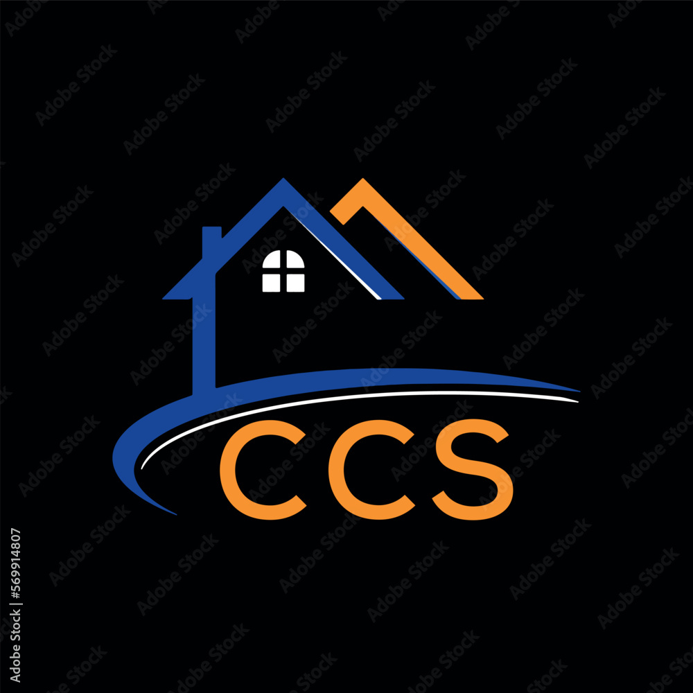 Ccs House Logo Letter Logo Ccs Blue Image On Black Background And Orange Ccs Technology