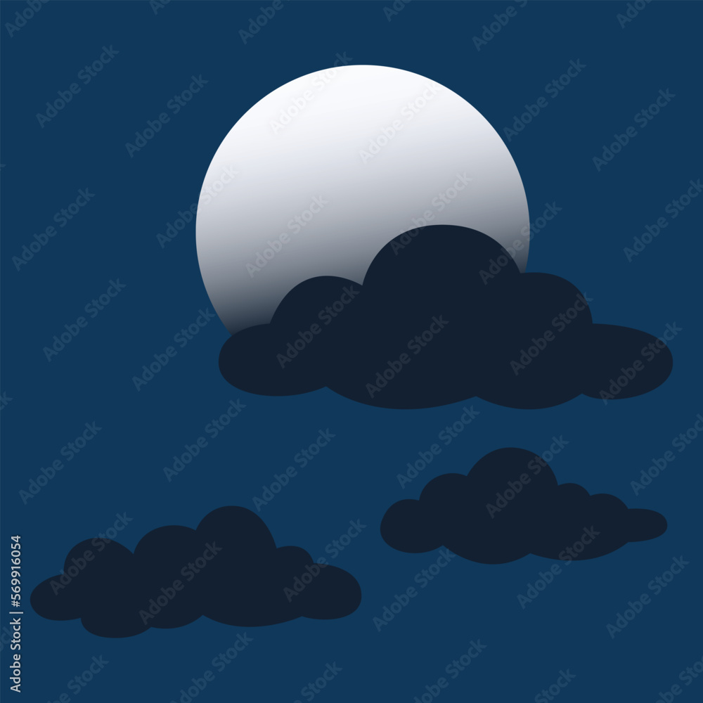 Moon night wallpaper design. Vector illustration of dark blue ...