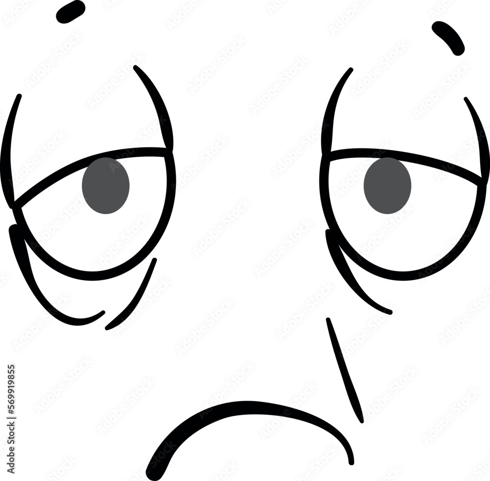 Tired comic face. Cartoon emotion. Retro emoji Stock Vector | Adobe Stock