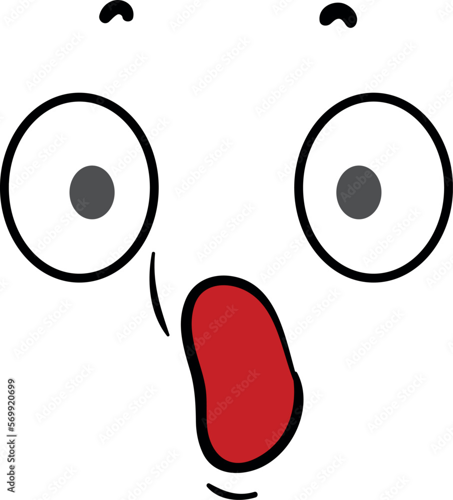 Astonished cartoon emoji. Anguished face comic expression Stock Vector ...