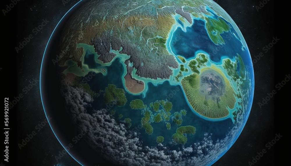 an image of the earth from space showing the landforms and the ocean ...