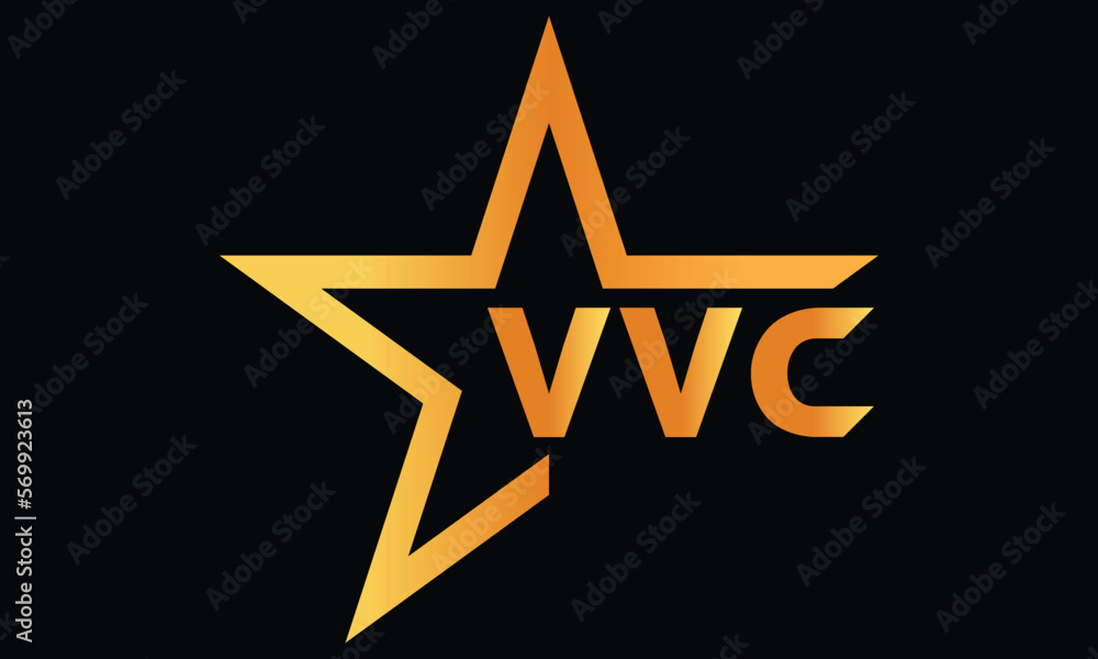 Vecteur Stock VVC golden luxury star icon three letter logo design ...